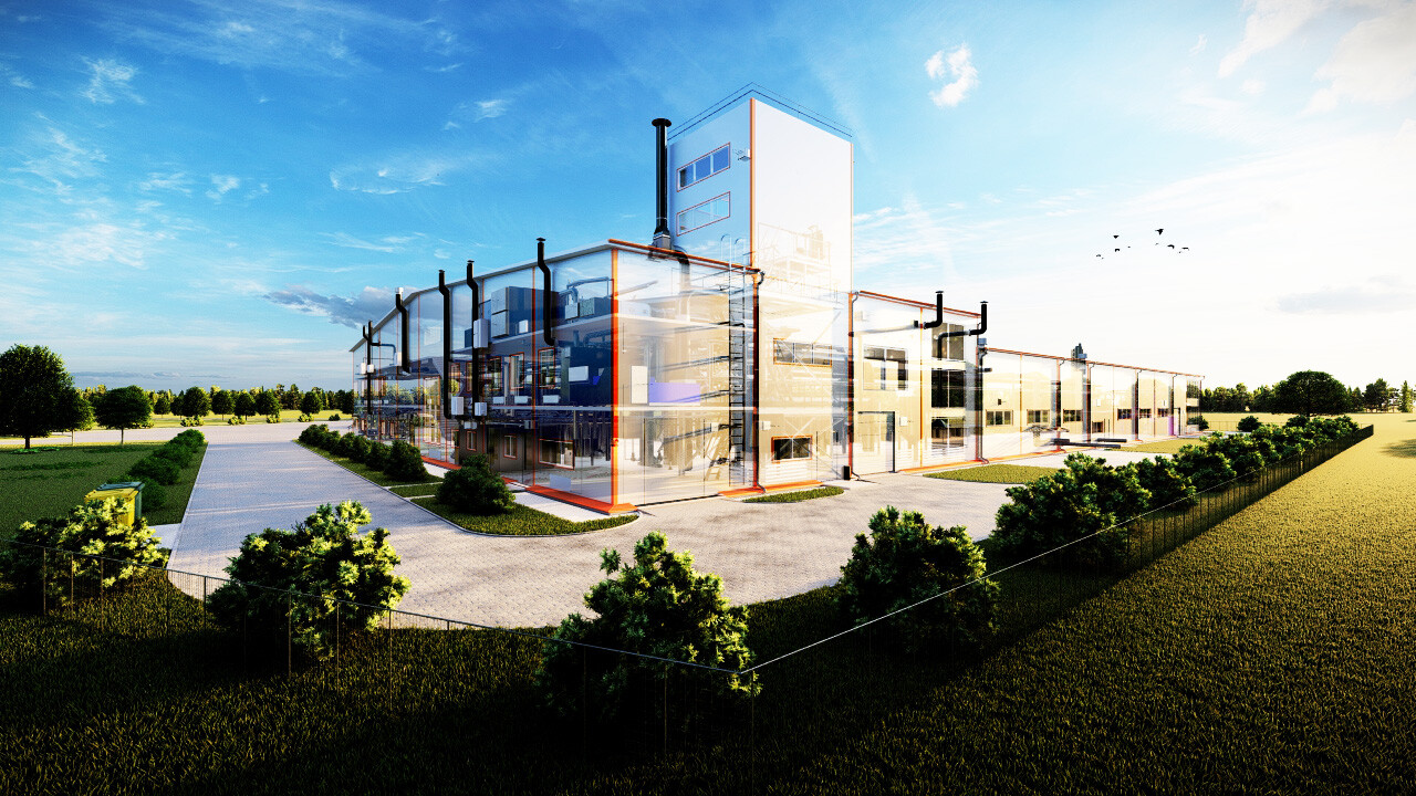 Rosin plant BIM design in Revit with warehouse, manufacturing area ...
